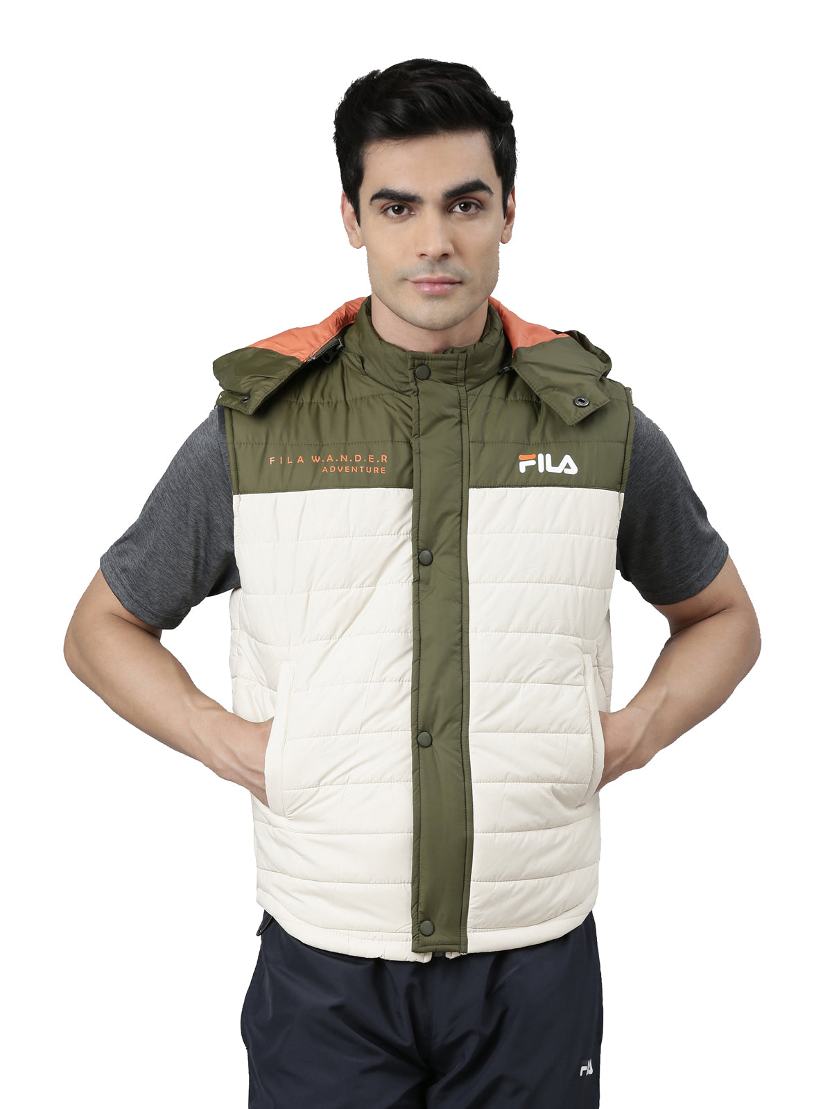 Buy Fila Cream Grey Solar Men's Hooded Jacket @ Rs 899.70 | Fila India