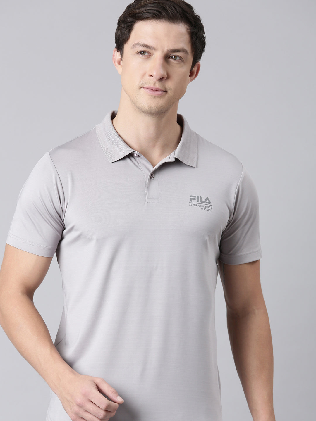 Buy Fila S Men Grey Polo Collar T-Shirts Regular Fit @ Rs 449.70 | Fila ...